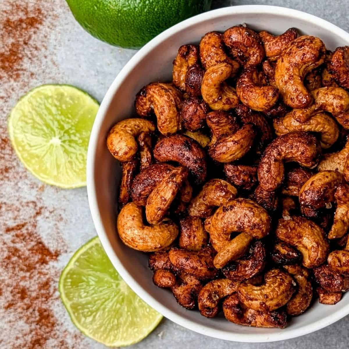 Chili Lime Cashews - Easy 5 Minute Air Fryer Recipe | Kitchen Ready Betty